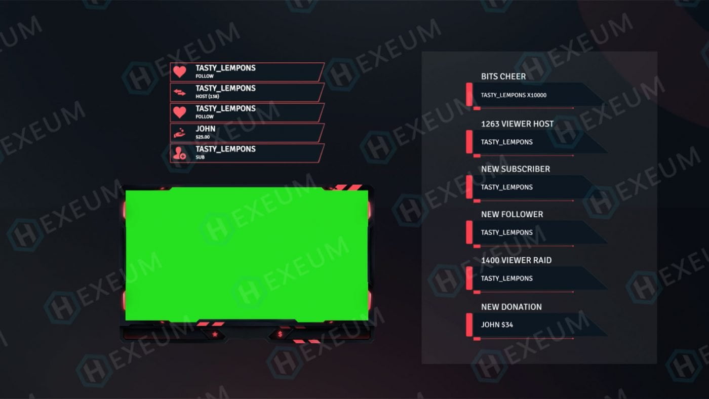 ESports Red Twitch overlay package for OBS