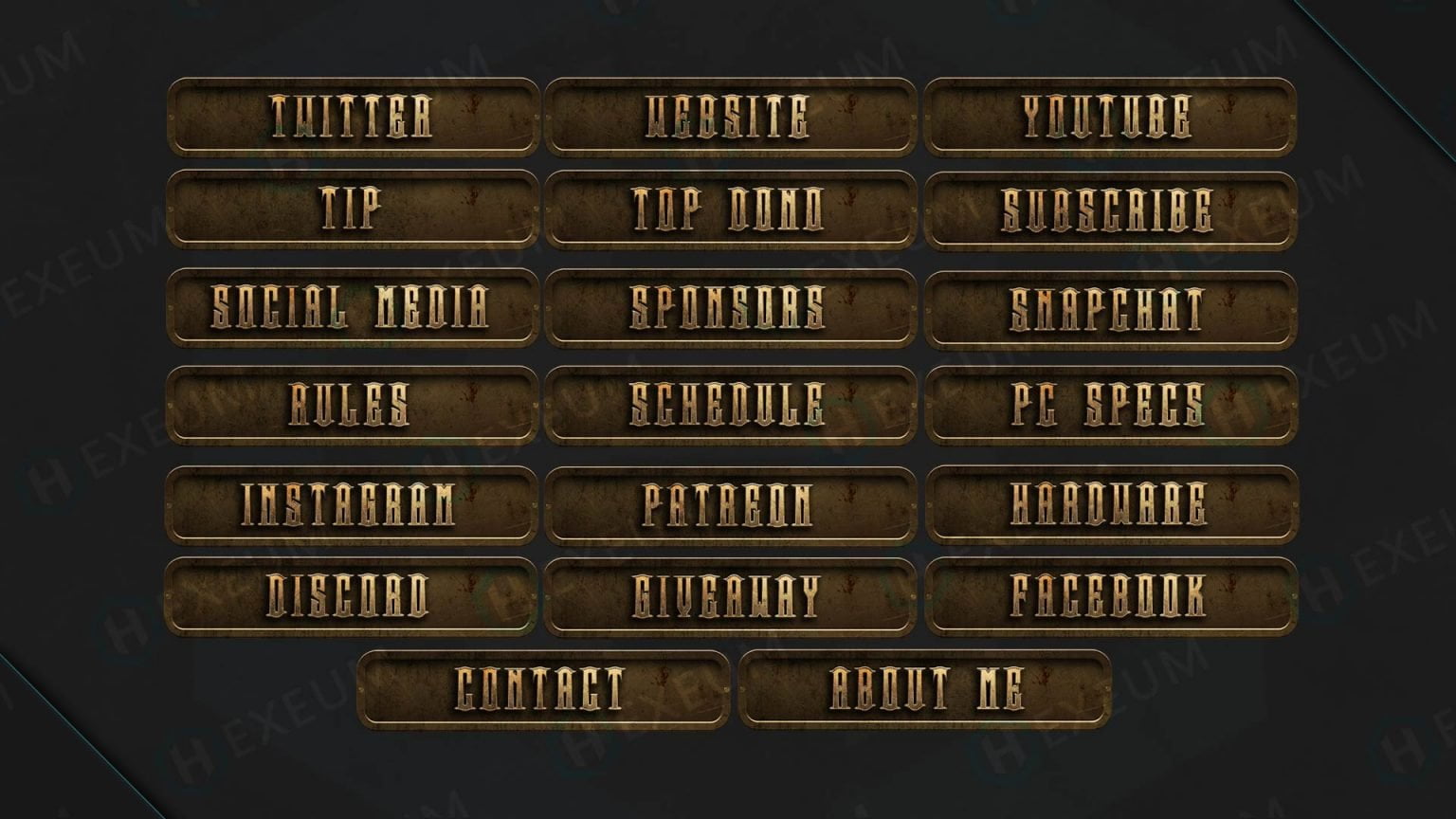 Brass Empire Steampunk Twitch Panels : Channel Buttons - Hexeum