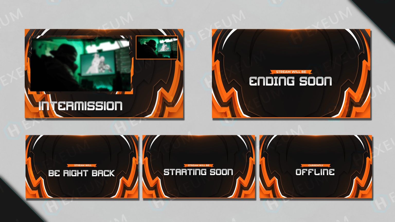 Free Orange Twitch Overlay Package : Fully Animated - Hexeum