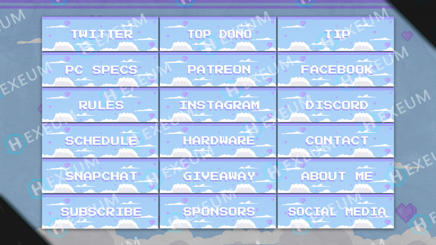 Horizon Pixel Twitch Panels : Channel Buttons - Hexeum