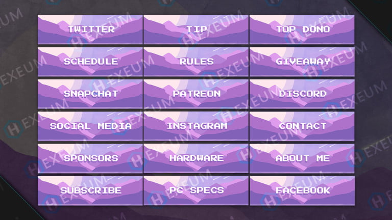 Summit, Retro Pixel Twitch Panels : Channel Buttons - Hexeum