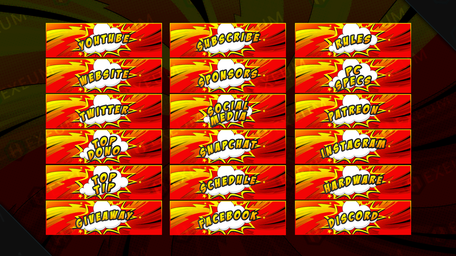 Comic Book Twitch Overlay Package for OBS