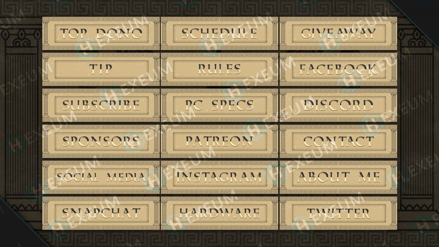 Olympus, Ancient Greek Animated Twitch Overlay Package - Hexeum