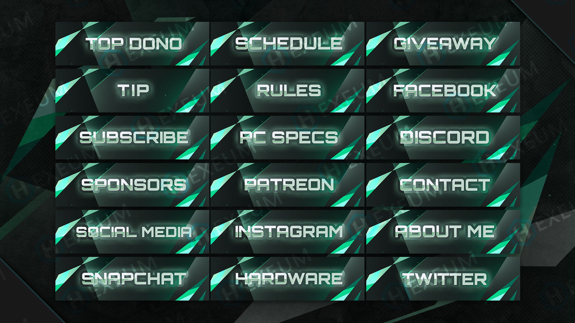 Incision Free Twitch Panel Template Channel Buttons Hexeum