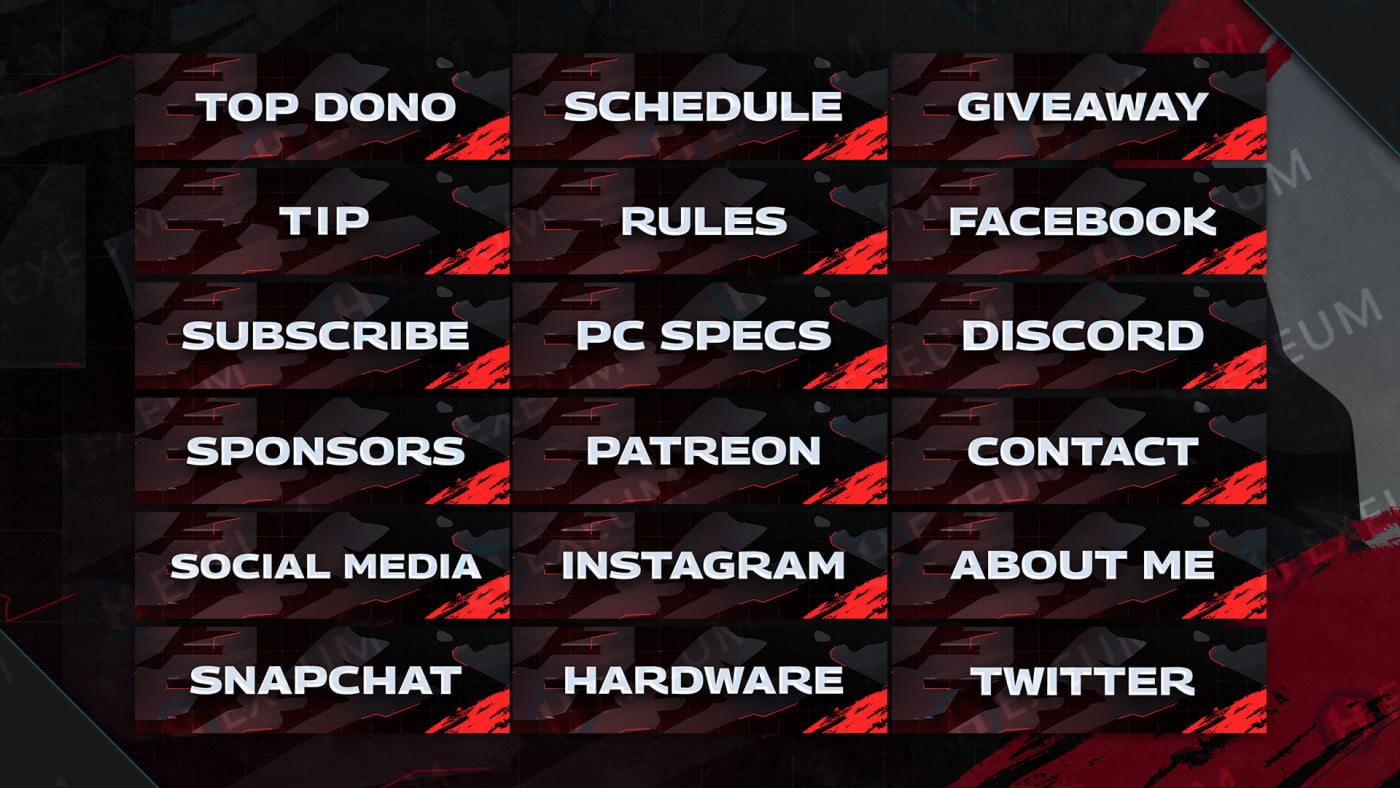 Katana, Japanese Themed Stream Panels : Channel Buttons - Hexeum