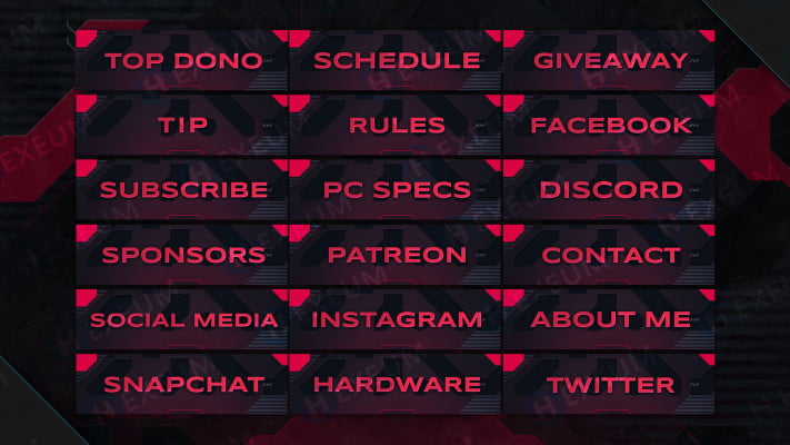 Anarchy, Tech Themed Stream Panels : Channel Buttons - Hexeum