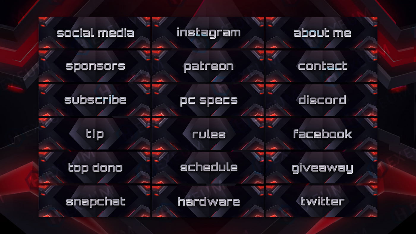 Arrival, Red Themed Animated Twitch Layout Package - Hexeum
