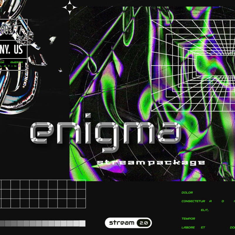 Enigma, Neon Themed Animated Twitch Layout Package - Hexeum