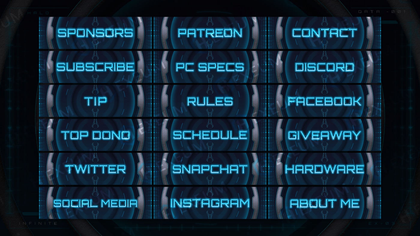 Halo Twitch Panels : Channel Buttons - Hexeum