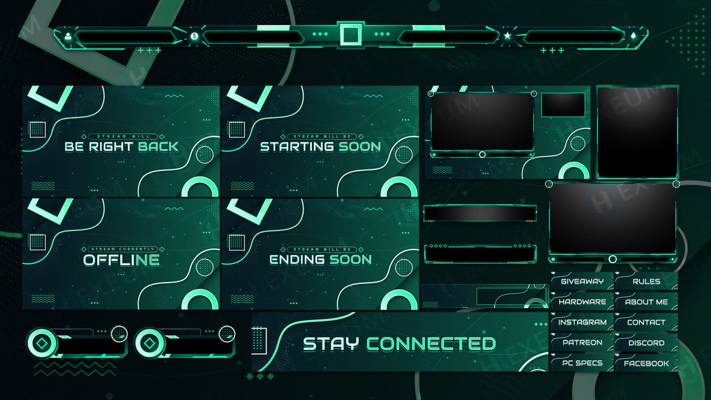 Green Twitch Overlay Package for OBS