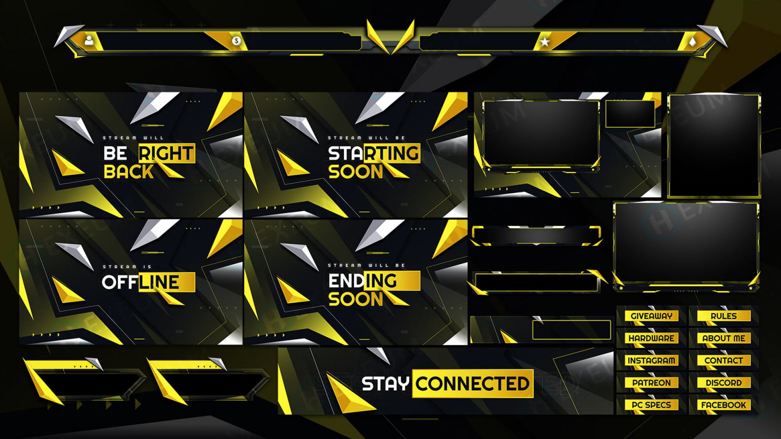 Division, Yellow Themed Animated Stream Overlay Package - Hexeum