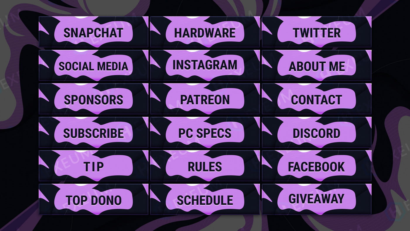 Ripple, Purple Twitch Panels : Vibrant Channel Buttons - Hexeum