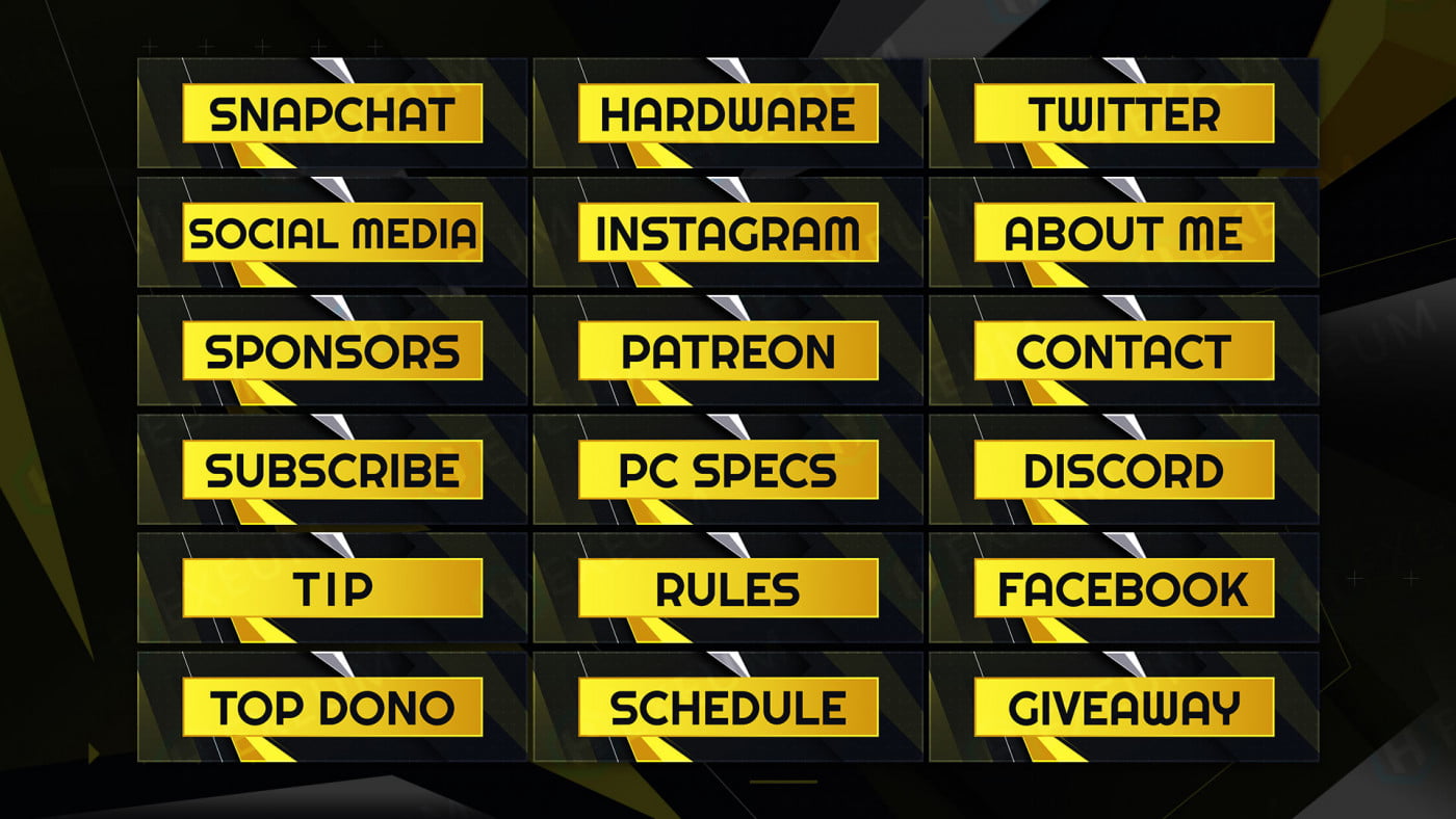 Division, Yellow Twitch Panels : Bold Channel Buttons - Hexeum