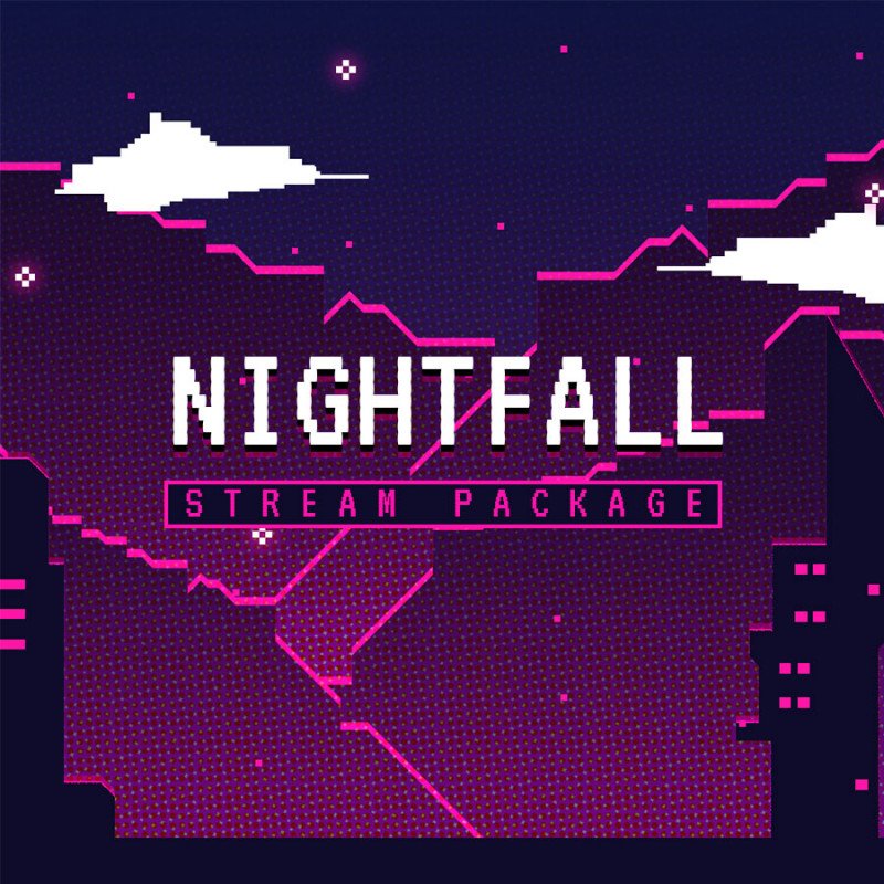 Nightfall, Pixel Themed Animated Twitch Overlay Package - Hexeum