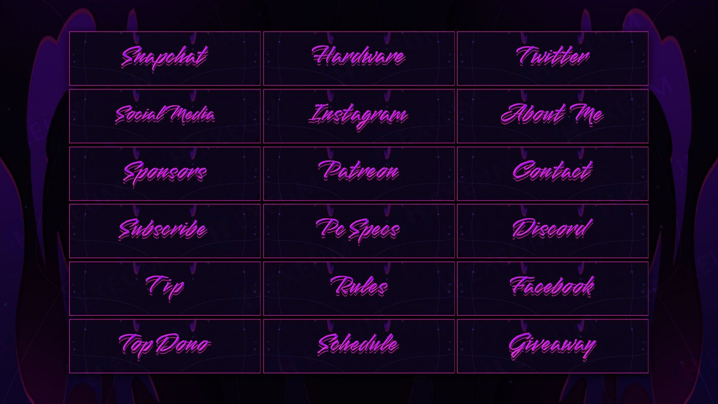 Elemental, Purple Twitch Panels : Fiery Channel Buttons - Hexeum