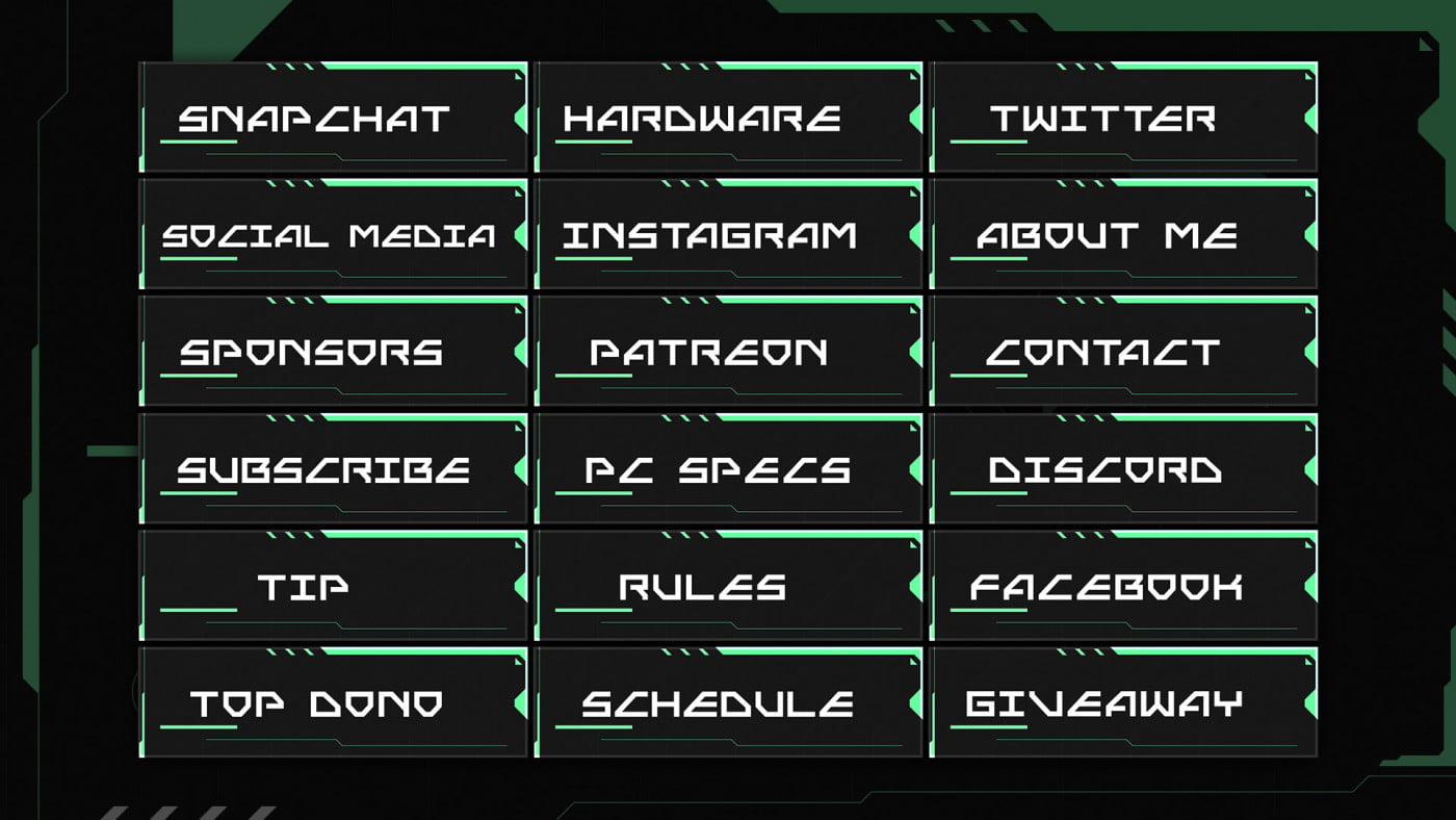 Outcast, Mint Green Twitch Panels : Clean Channel Buttons - Hexeum