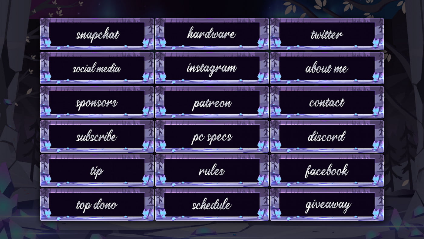 Northern Lights, Magical Twitch Panels : Pastel Channel Buttons - Hexeum