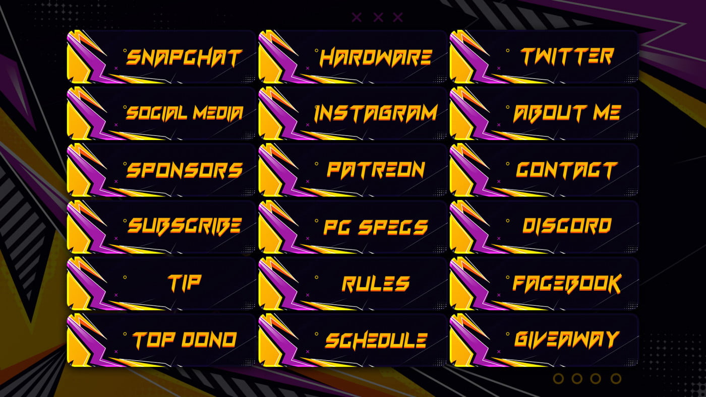 Challenger, Purple Twitch Panels : Yellow Channel Buttons - Hexeum