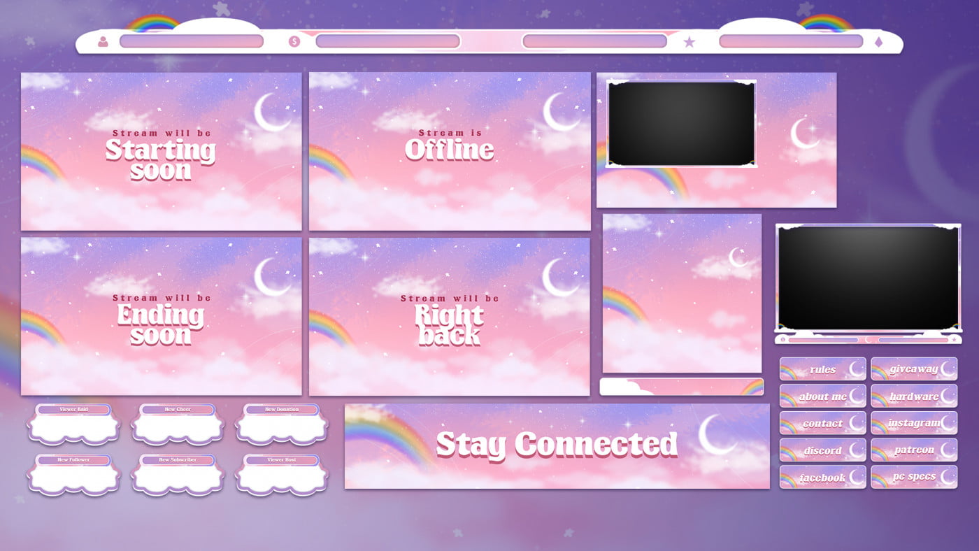 Pastel Twitch Overlay Package for OBS