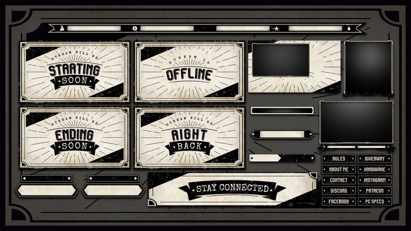 Vintage Twitch Overlay Package for OBS
