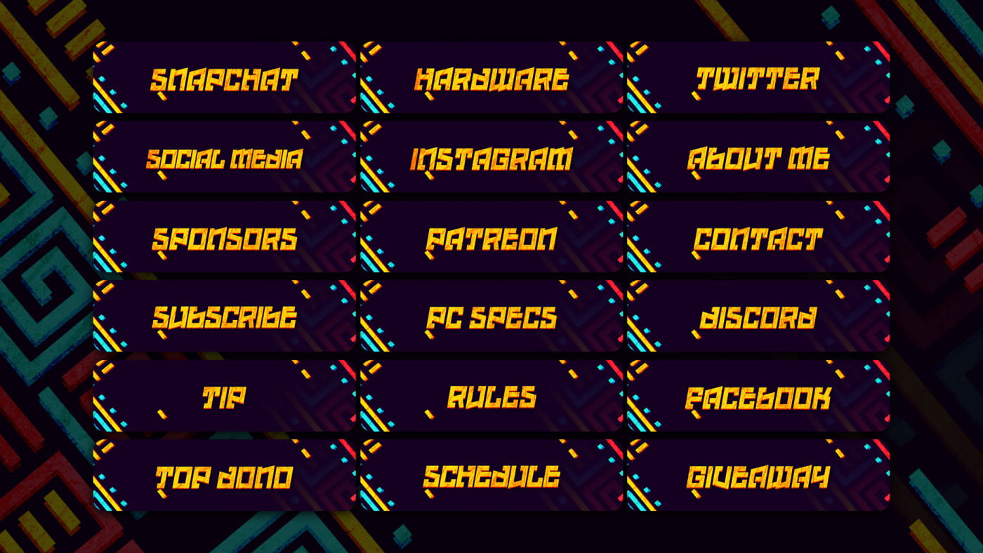 Aztec Twitch Panels : Ancient Channel Buttons - Hexeum