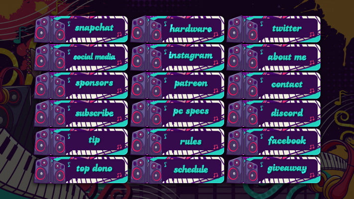 Melody, Music Animated Twitch Overlay Package - Hexeum