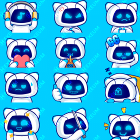 Cute Robot Twitch Emotes - Hexeum