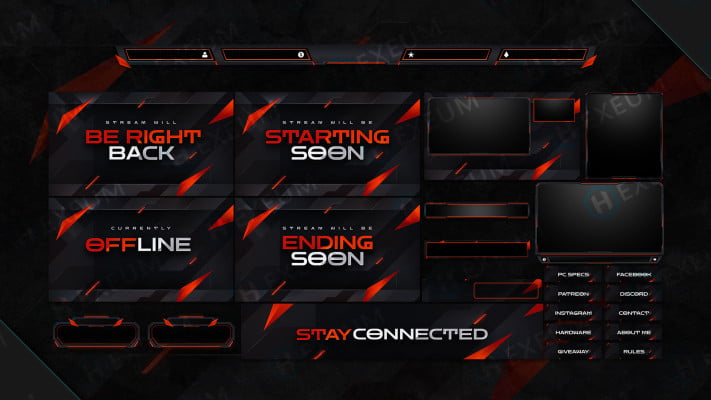 Free Red Twitch Overlays Ultimate Collection