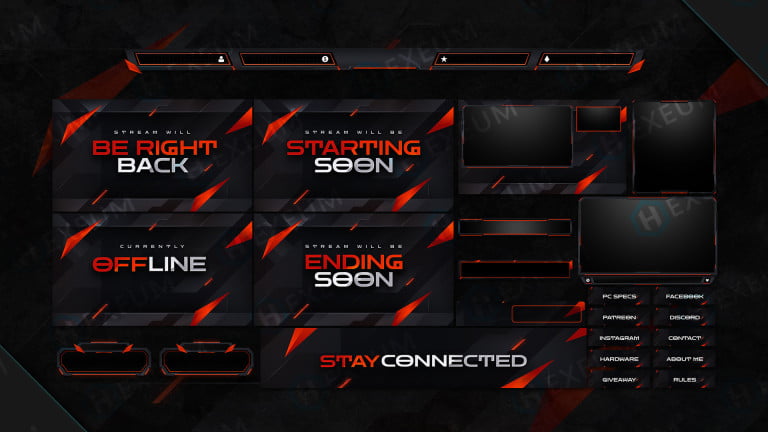 Free Red Twitch Overlays Ultimate Collection