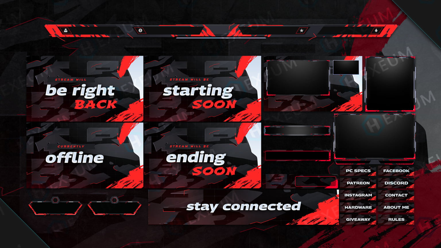 Free Red Twitch Overlays Ultimate Collection