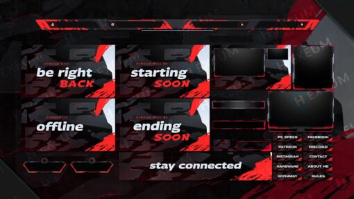 Free Red Twitch Overlays Ultimate Collection