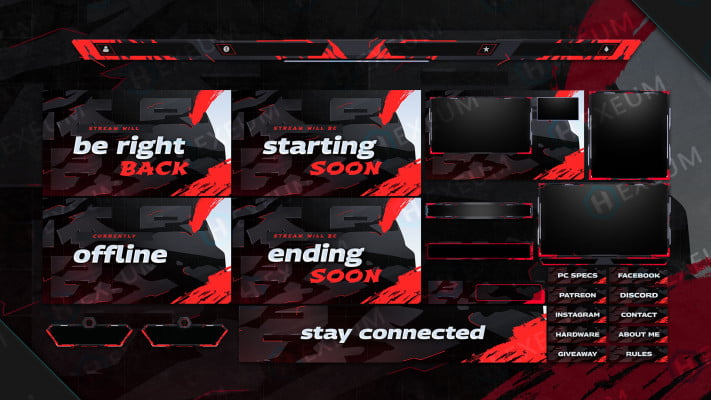 Free Red Twitch Overlays Ultimate Collection