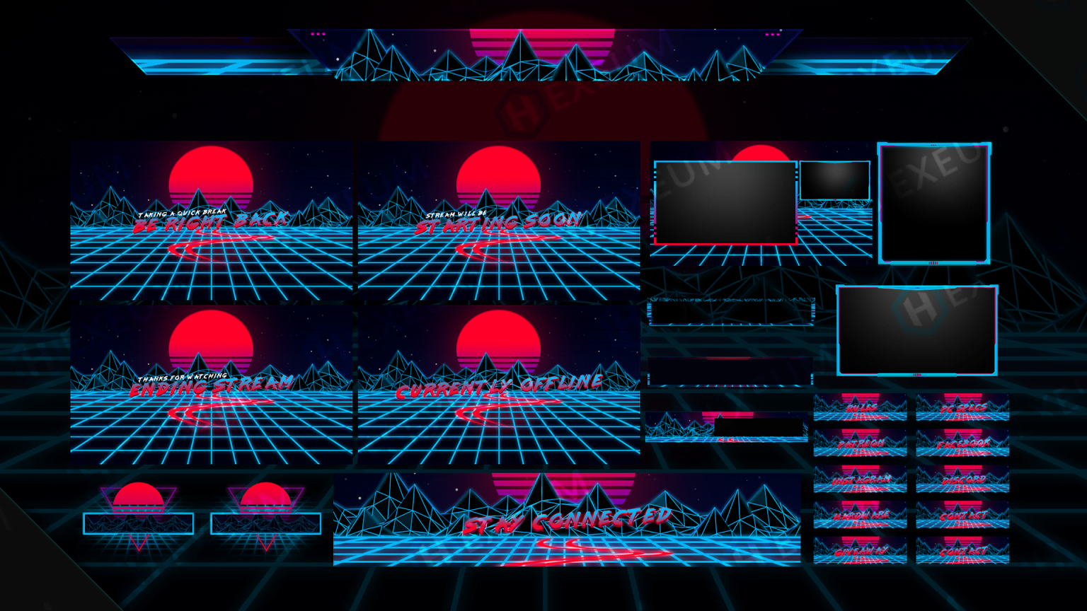 Synthwave Stream Overlays - Retro 80's Collection