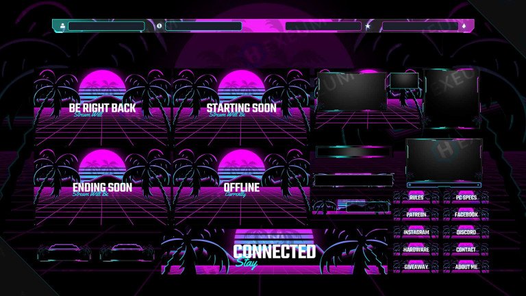 Synthwave Stream Overlays - Retro 80's Collection