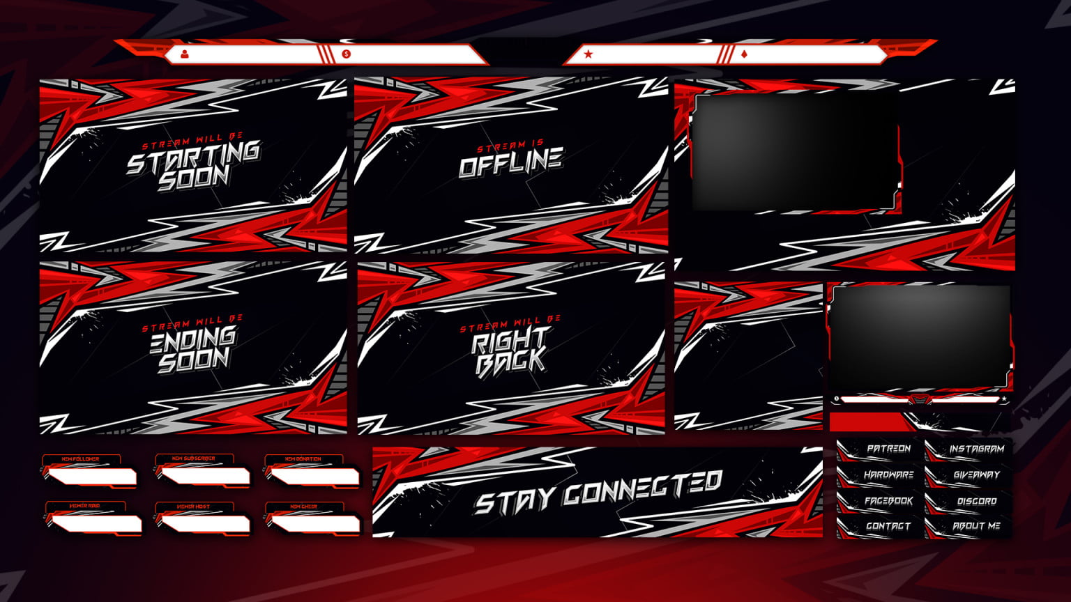 Free Red Twitch Overlays Ultimate Collection