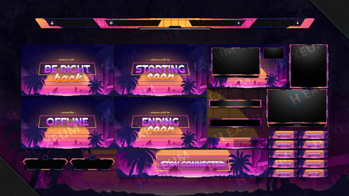 Synthwave Stream Overlays - Retro 80's Collection