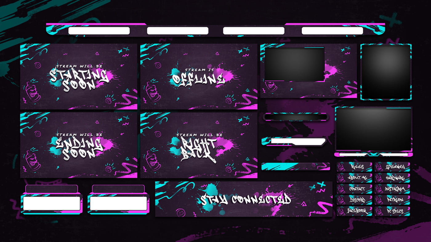 Freehand, Paint Theme Animated Twitch Overlay - Hexeum