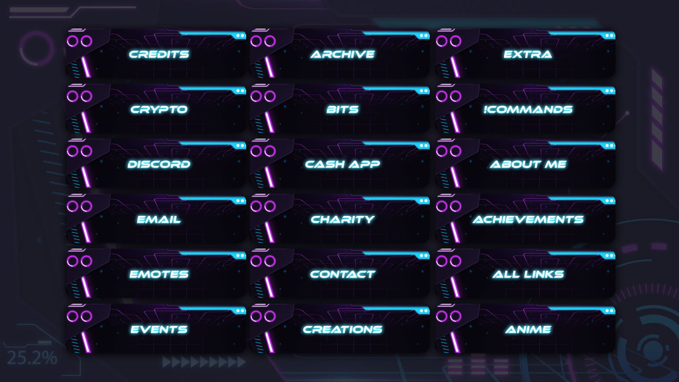 Neon Tech Twitch Overlay Package for OBS