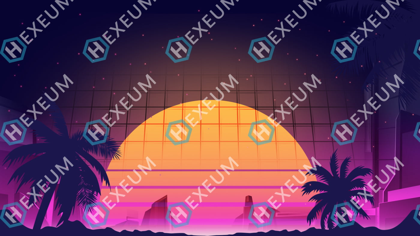 Skyline : Retrowave Stream Background - Hexeum