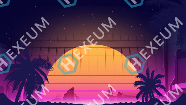 Skyline : Retrowave Stream Background - Hexeum