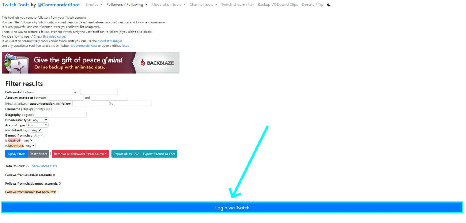 Removing Twitch Followers After a Follow Bot Attack