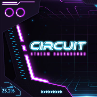 Circuit : Neon Stream Background - Hexeum