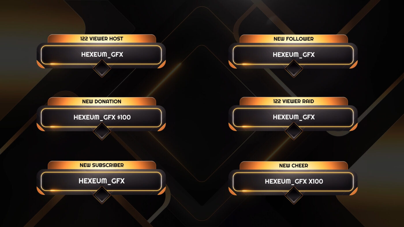 Deluxe Alerts : Gold Animated Twitch Alerts - Hexeum
