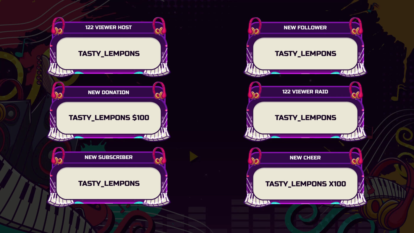 Melody Alerts : Music Theme Animated Twitch Alerts - Hexeum