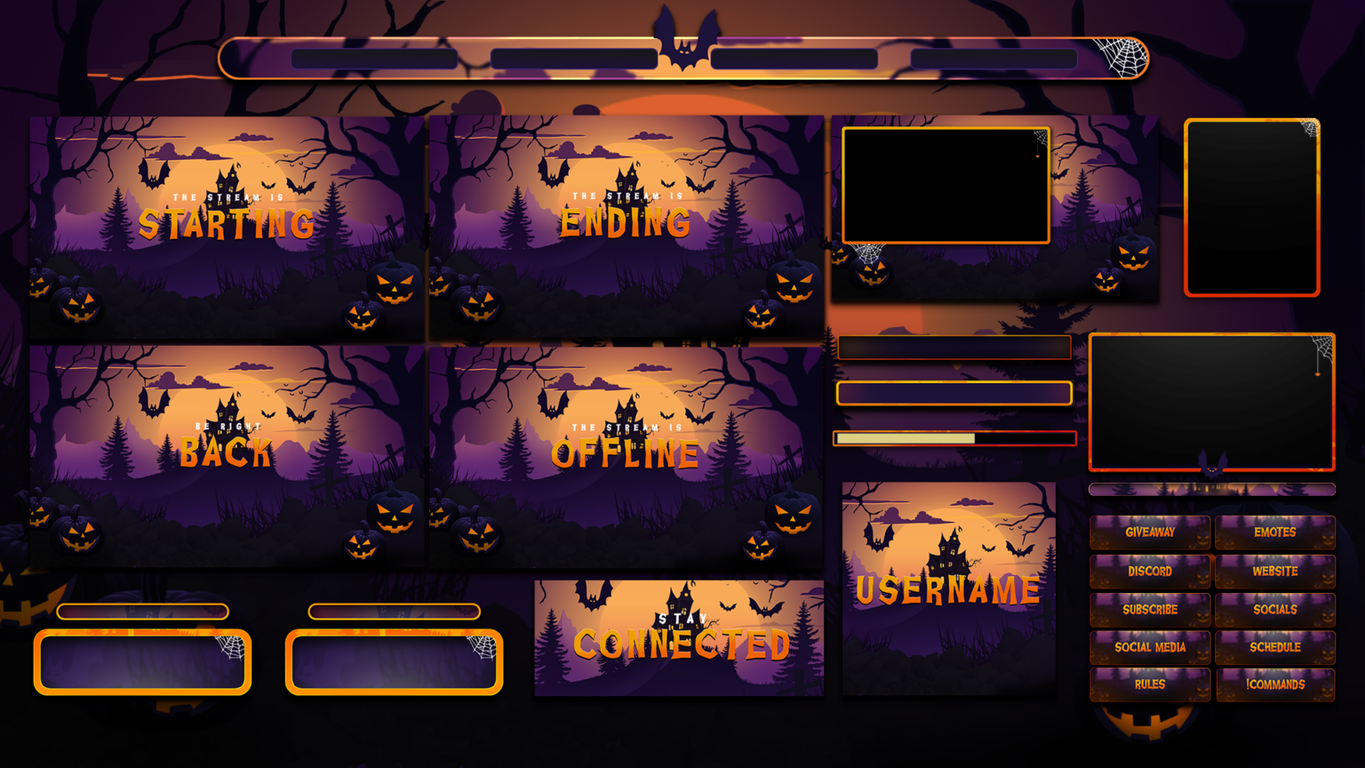 Halloween Stream Overlays for Twitch, YouTube & Facebook