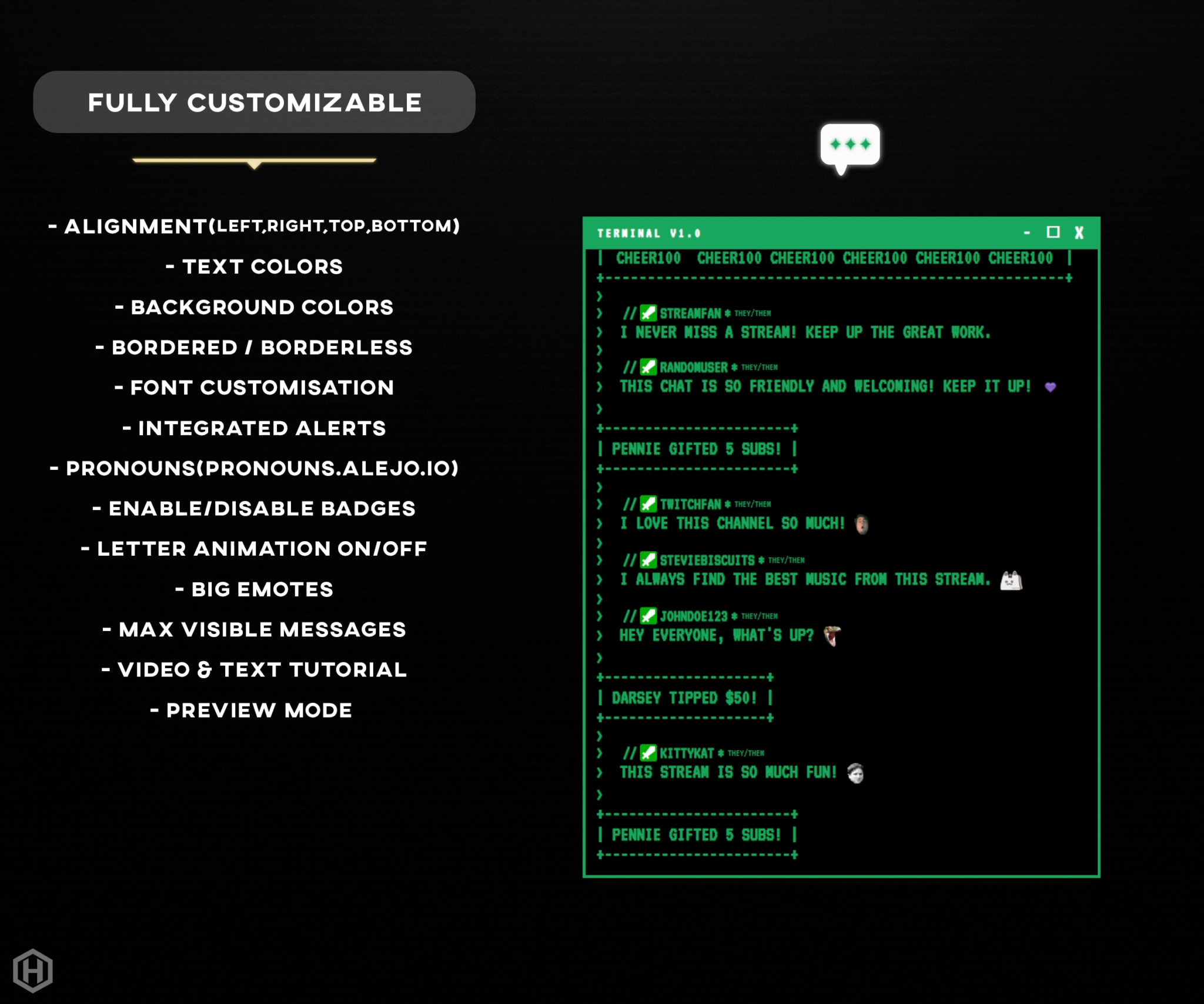 Hacker Chat Widget for StreamElements