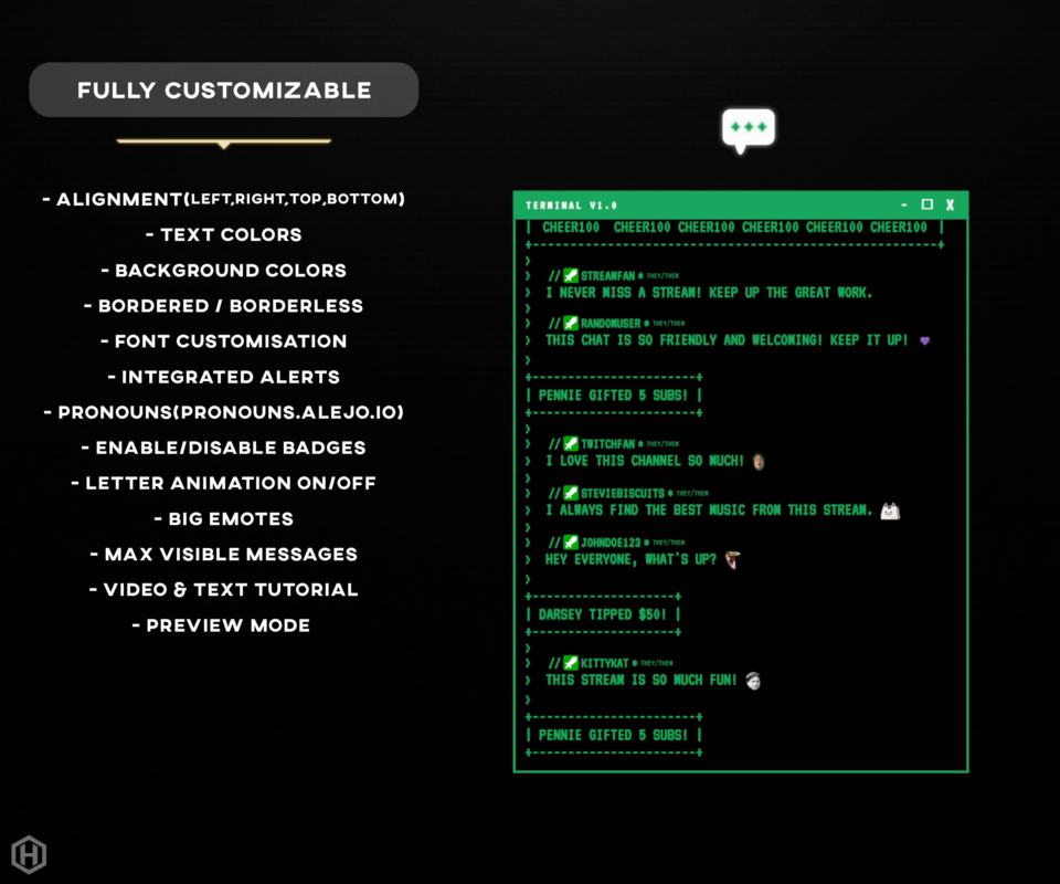 Hacker Chat Widget for StreamElements